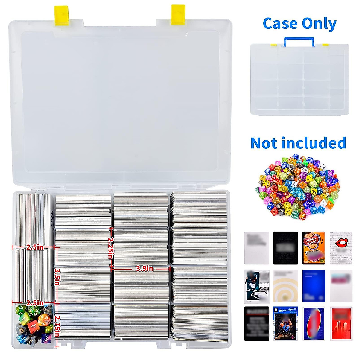 Xuerdon Trading Card Storage Box, 2300+ Playing Card Case Holder Organizer Compatible with PM TCG/for Yugioh/for CAH/for Phase 10/ for Topps Football Baseball Sports Cards (Case Only) - White
