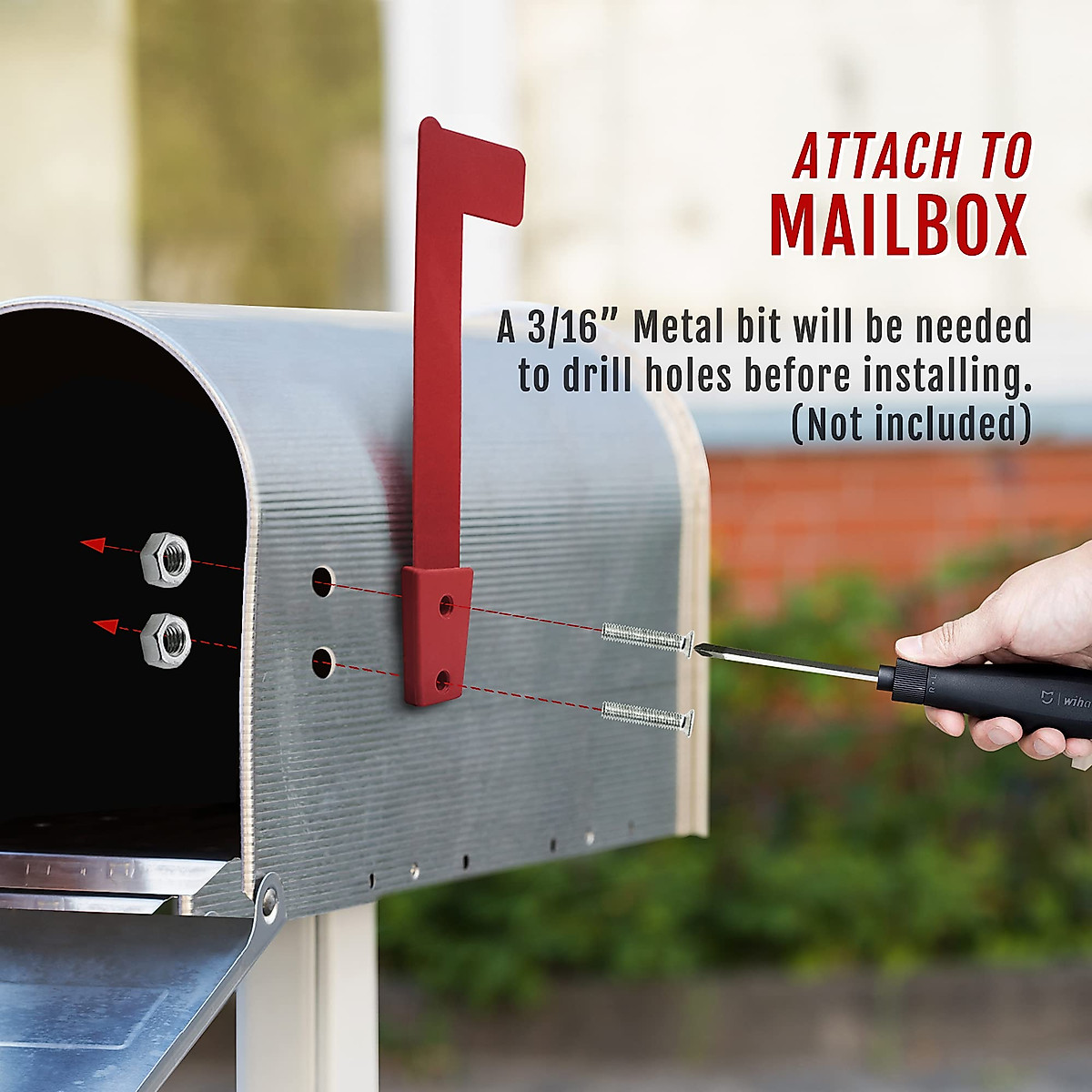 Anley Universal Outgoing Mailbox Flag for Brick, Wood, Metal & Stucco - Rust Resistant Plastic Alert Postal Carrier Raised Signal Flags Replacement Kit - Mounting Fasteners Included (Red, Flag Only)