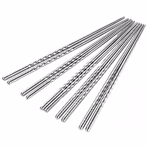 Happy Sales HSCSS4, 10 Pc Chopstick Stainless Steel Chopsticks 5 Pairs spiral