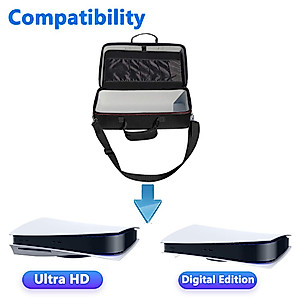 Traveling Storage Bag for PS5, Carrying Case for Sony Playstation 5 Console, Shockproof Scratchproof Hard Handbag, Store PS5 Controller, Pulse 3D Headset, and More Gaming Accessories (Black)