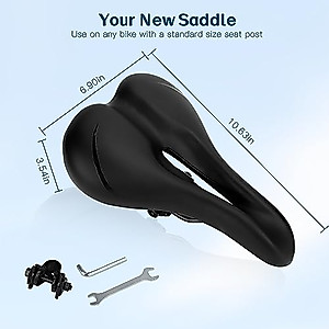 TONBUX Comfortable Bike Seat, Soft Bike Seat Cushion for Men Women Comfort, Breathable Bicycle Seat Replacement Compatible with Peloton, Padded Bicycle Saddle for Mountain MTB BMX Road Exercise Bike