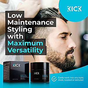 Kick Hair Cream for Men Medium Hold Forming Cream - Award Winning Mens Hair Products - Non Greasy Hair Styling Cream with Argan and Coconut Oil to Restore Dry, Damaged Hair - 2 Oz