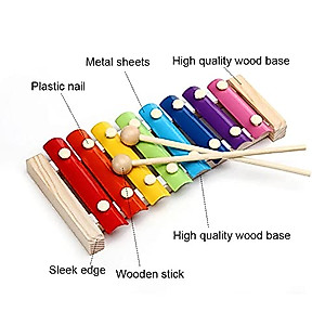 Tvoip Wooden Xylophone Toys Musical Creative Wooden Instruments 8 Notes xilofono children Baby Musical Toys Development