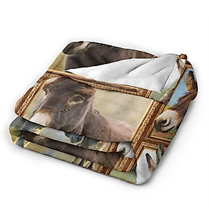Donkey Blanket Soft Cozy Cute Donkey Flannel Fleece Throw Blanket Farm Animal Donkey Bedding Stuff Decor Warm Lightweight Plush Blanket Gifts for Lover Girls Boys Women Adults 50"x60"
