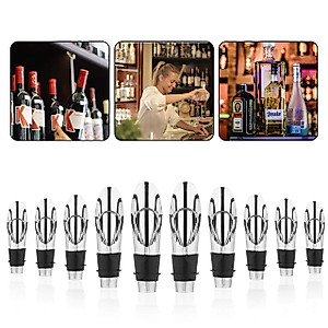 CM Pack of 10 Wine Pourer and Stopper Set Wine Pourer Spouts Stainless Steel Stopping Pour Spout for Wine Beverage Beer Liquid Dispenser