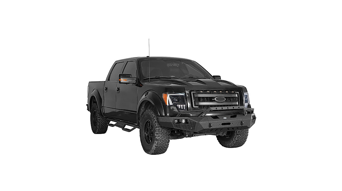 Hooke Road F150 Steel Black Front Bumper w/Winch Plate + Rear Bumper ...