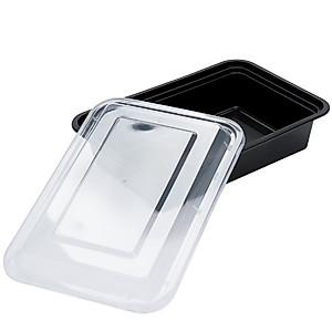 SAFEPRO 38 oz. Black Rectangular Microwavable Container with Clear Lid (Case of 100)