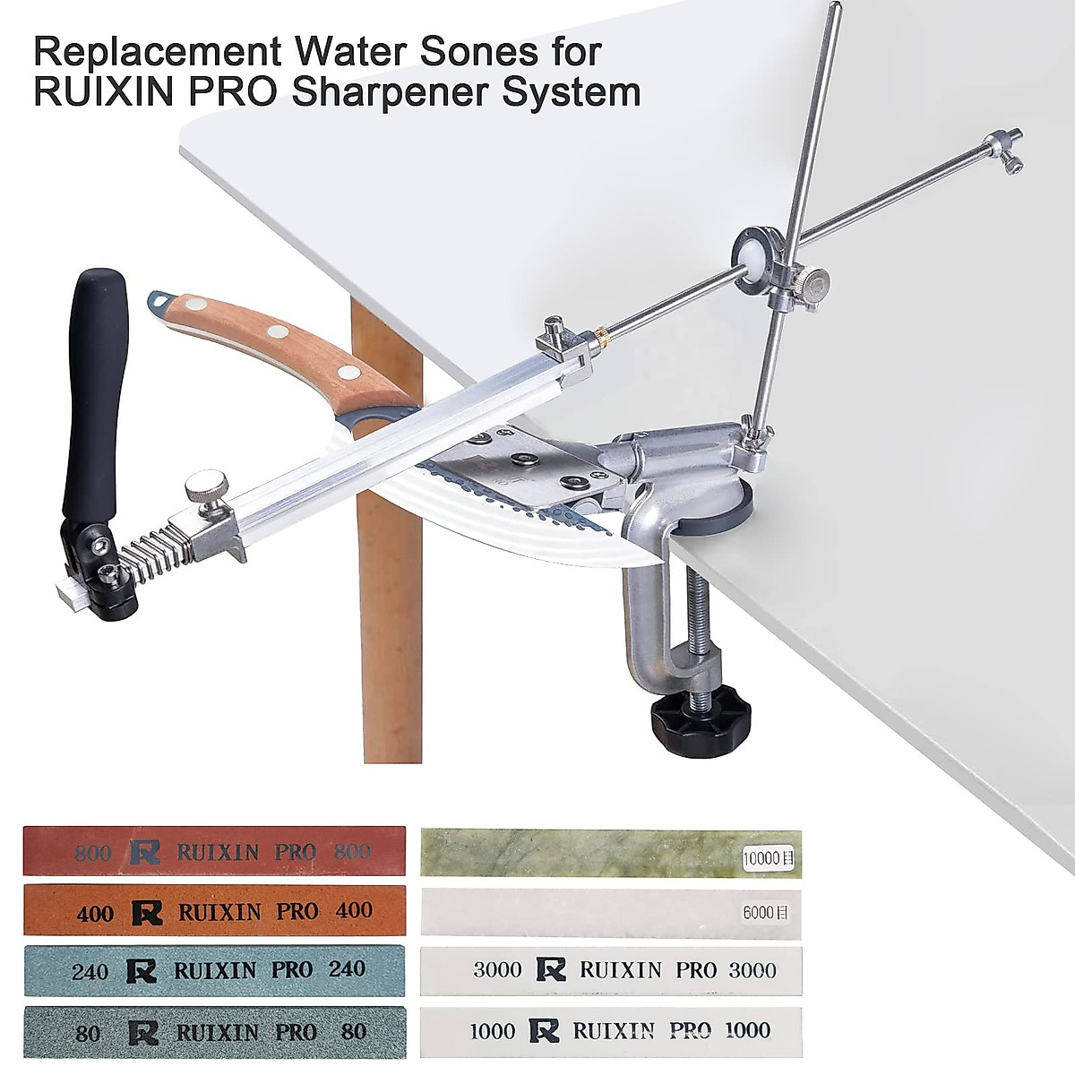 8Pcs Knife Sharpening Stones for RUIXIN Pro RX-008 Knife Sharpener Fixed-angle kit, Professional Whetstone Set Grindstone Polishing Stone without Base 80/240/400/800/1000/3000/6000/10000 Grit