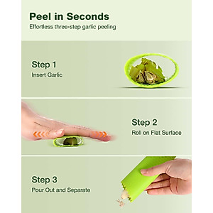 Vantic Garlic Press Rocker - Stainless Steel Garlic Mincer Garlic Crusher, New Innovative Garlic Chopper with Peeler and Scraper for Smash Garlic