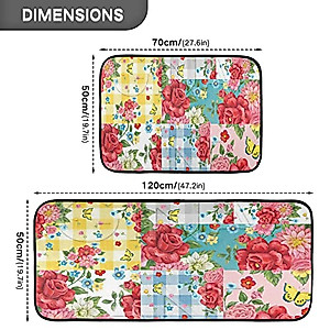 Rose Flower Butterfly Kitchen Mats The Flower Floral Kitchen Rugs Runner Laundry Rug Non Slip Floor Door Mats Soft Doormats Carpet Home Decor Set of 2