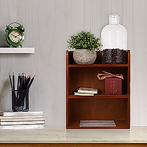 VOSAREA Floating Shelf Rack Wooden Figurine Shadow Box Drawer Organizer for Wall Mount Counter Top Cabinet Wood Color