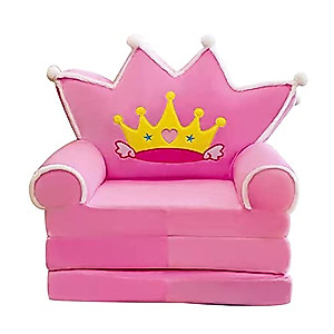 GURSAC Plush Foldable Kids Sofa Backrest Armchair 2 in 1 Foldable Children Sofa Cute Cartoon Lazy Sofa Children Flip Open Sofa Bed for Living Room Bedroom Without Liner Filler