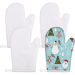 4 Pcs Blank Sublimation Oven Mitts Heat Resistant Kitchen Gloves Cotton for DIY Kitchen Dining Room Accessories