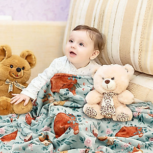 TANOFAR Baby Blankets for Boys Girls & Peekaboo Opening Carseat Canopy, 30 * 40 inch Minky Blanket & Baby Carseat Cover, Woodland Animals