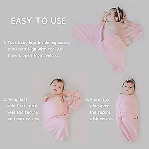 Baby Swaddle Blanket Adjustable Wrap 2 Pack, Ultra Soft Newborn Cotton Swaddles, 0-3 Months Boy and Girl (Pink/Purple)