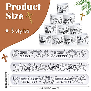Color Your Own Faith Slap Bracelets Jesus Bracelets for Easter Kids Christian Religious Craft Blank Slap Bands with Religious Sayings for Sunday School Crafts Coloring DIY Gifts, 3 Styles(72 Pcs)