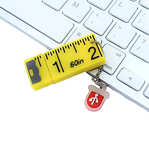 Cool USB Flash Drive - 16 GB Fun USB Flash Drive - Ruler Pen Drive - Fun USB (Yellow Ruler)