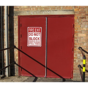 Fire Exit Sign, Do Not Block Door Signs, Keep Clear at All Times Sign, 10 x 7 Inches Rust Free Aluminum, Weather/Fade Resistant, Easy Mounting, 2 Pack