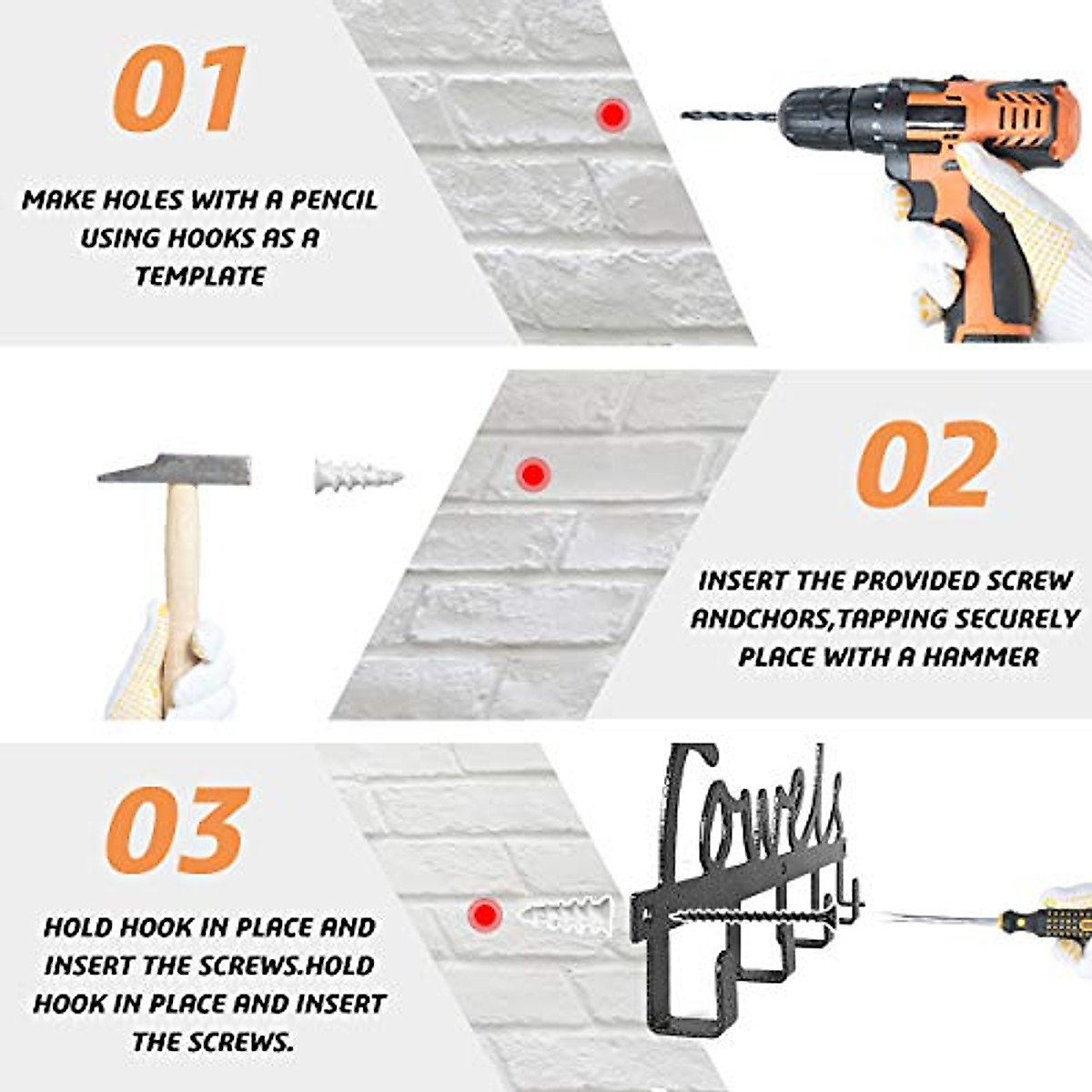 Qualward Bathroom Towel Rack for Wall Mount – Space Saving and Easy to Install Towel Holder Hooks for Bathroom Organizer Towels Robes Clothing, Kitchen, Pool(1 Pack)