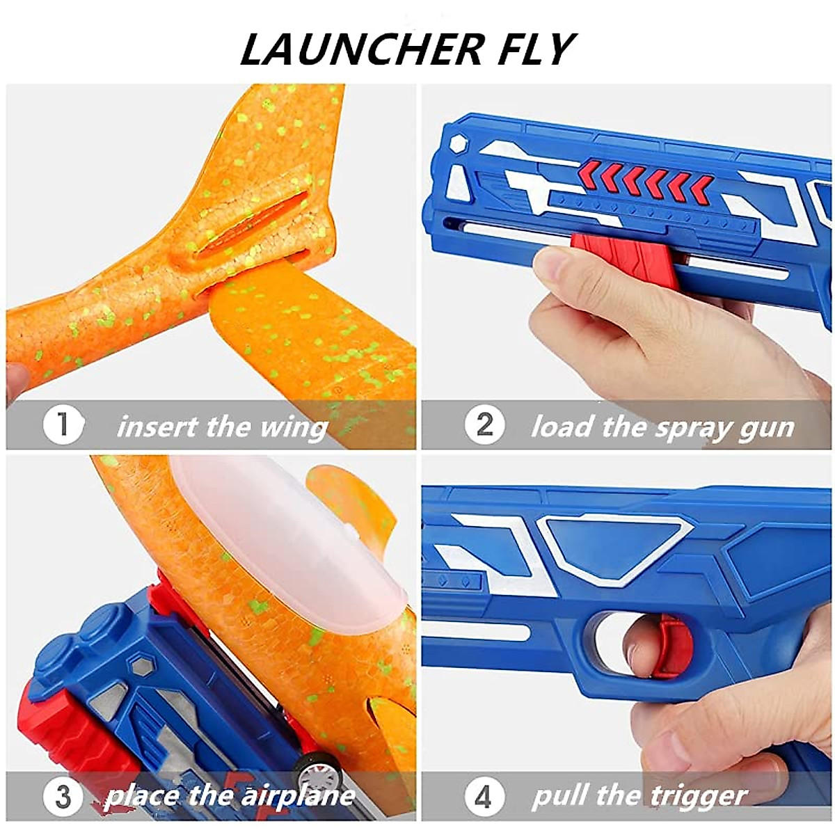 ROJAJIS 17.5" Large Airplane Toys Launcher Set, LED Foam Glider, Catapult Plane Toys for Boys 2 Flight Modes Outdoor Flying Toy for Boys Birthday Gifts for Girls Boys 13 12 11 10 9 8 7 6 5 4 Year Old