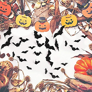 128PCS/4SIZE 3D Bats Sticker, Halloween Party Supplies Reusable Decorative Scary Wall Decal for Home Decor DIY Wall Decal Bathroom Indoor