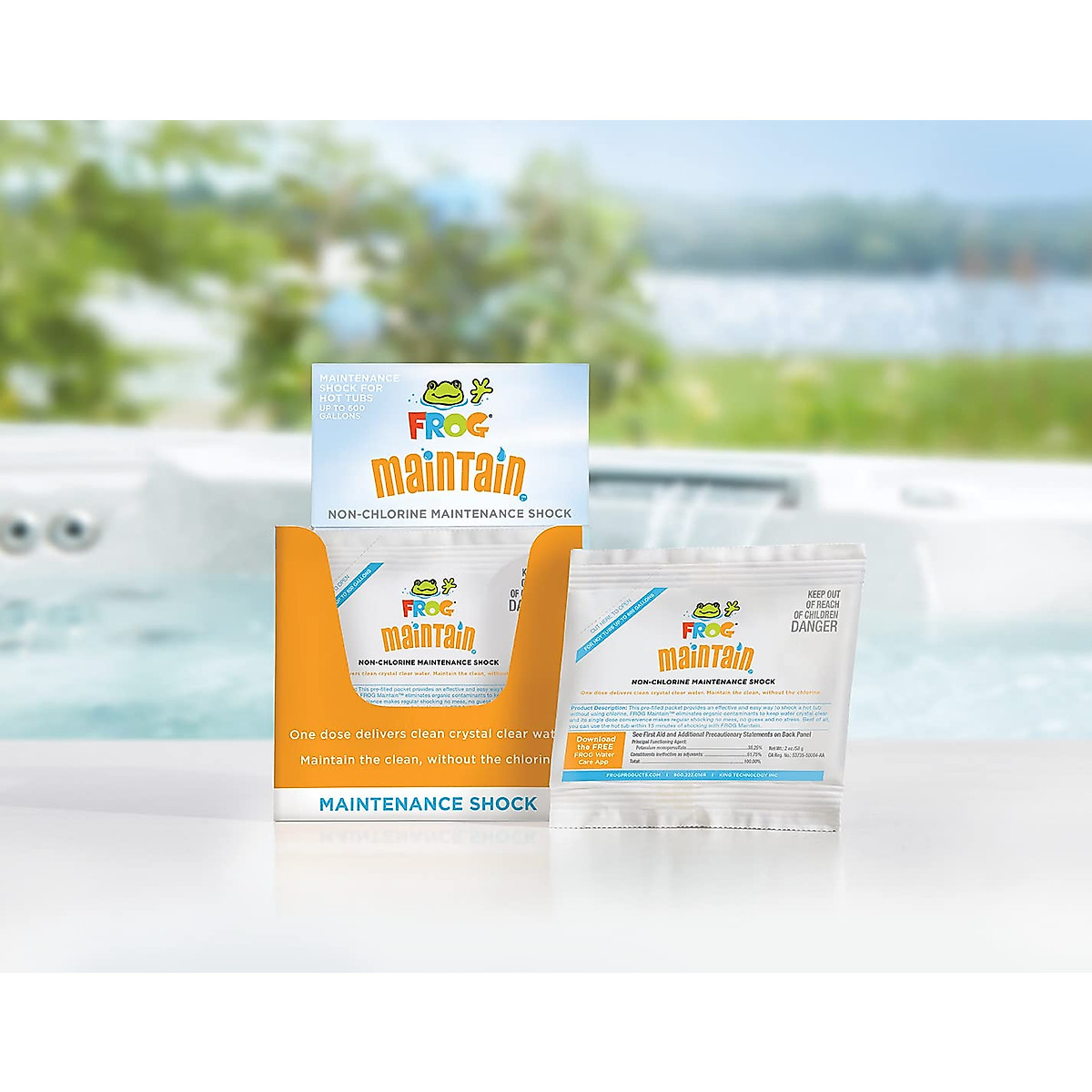 FROG® @Ease® Floating System + 3 Pack of SmartChlor® Replacements + 3 FROG Maintain® Non-Chlorine Shock Treatments for Hot Tubs