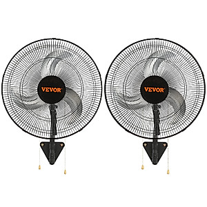 VEVOR 18 inch Wall Mount Fan Oscillating, 3-speed High Velocity Max. 4000 CFM Industrial Wall Fan for Indoor, Commercial, Residential, Warehouse, Greenhouse, Workshop, ETL Listed, 2-Pack