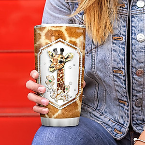 Wassmin Giraffe Tumbler Personalized Giraffes Tumblers Jewelry Drawing Style Stainless Steel Insulated 20oz 30oz Travel Cup Birthday Christmas Gifts For for Animal Lovers Women Girls