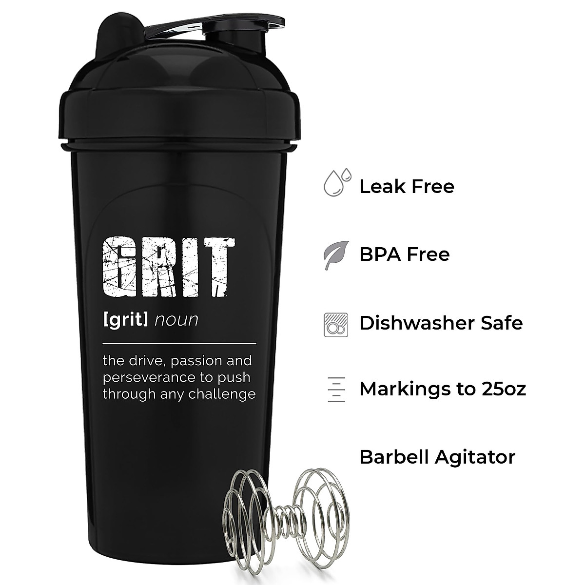 [4 Pack] 28oz Protein Shaker Bottle with Motivational Quotes (Black, White, Silver, Gold) |Shaker Cup with 4x Wire Mixers | Shaker for Protein Mixes Pack is BPA Free, Leak Proof and Dishwasher Safe