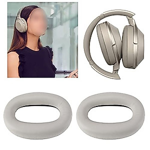 1 Pair Ear Pads Replacement Compatible with Sony WH-1000XM2 MDR-1000X Headphone Protein Leather Foam Ear Cushion Earphone Accessories Grey
