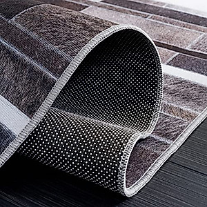 SAFAVIEH Faux Hide Collection Area Rug - 6' x 9', Ivory & Grey, Rustic Modern Glam Design, Non-Shedding & Easy Care, Machine Washable Ideal for High Traffic Areas in Living Room, Bedroom (FAH542A)