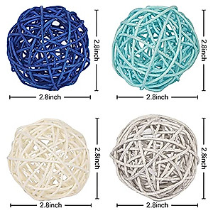 DomeStar Large Rattan Balls, 16PCS 2.8 Inches Wicker Balls Decorative Balls Natural Decorative Wicker Rattan Balls Orbs Vase Fillers