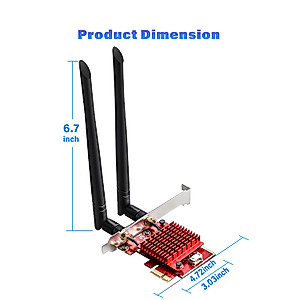 Wifi Card, TEROW AX3000 Wifi 6 PCIe WiFi Card For PC | Up to 3000Mbps | Bluetooth 5.0 | Heat Sink Tech | 802.11AX Dual Band Wireless Adapter with MU-MIMO, Ultra-Low Latency Supports Windows 10 (64bit)