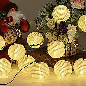 ShuoMei 24Pcs Solar Chinese Lantern String Lights, Chinese New Year Decorations 2023, Decorative Hanging LED Light, Christmas Lights Outdoor for Patio, Garden, Yard, Christmas Decoration (Warm White)