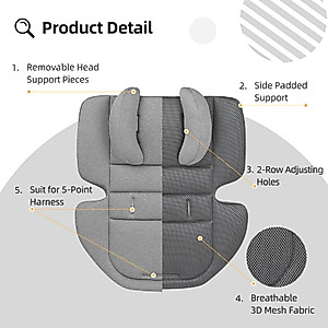 Innokids Baby Stroller Seat Liners Head Body Support Cushion Reversible Infant Liner Insert with Adjustable Pillow Fit Summer and Winter Use (Gray)