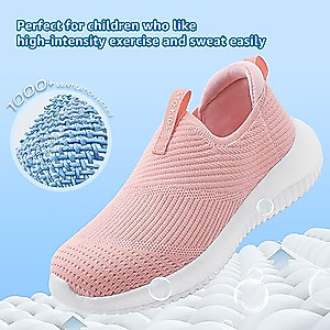 STQ Girls Shoes for Kids Slip on Sneakers School Gym Athletic Tennis Shoes Pink Size 2 Little Kid