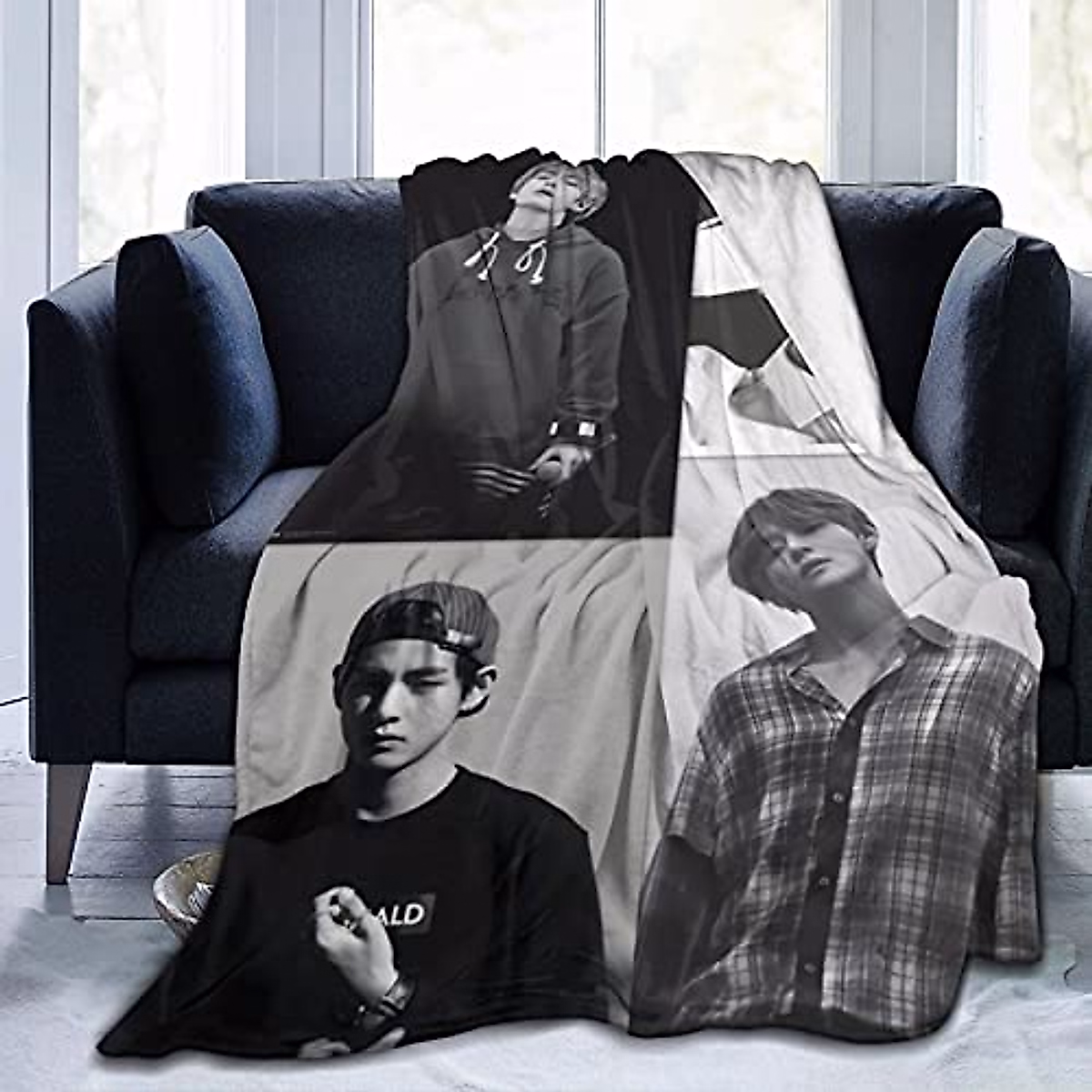 Throw Blanket Kim Taehyung Soft Fleece Blanket for Bed Sofa Couch Office Travelling Lightweight Soft Flannel Blankets for Home …