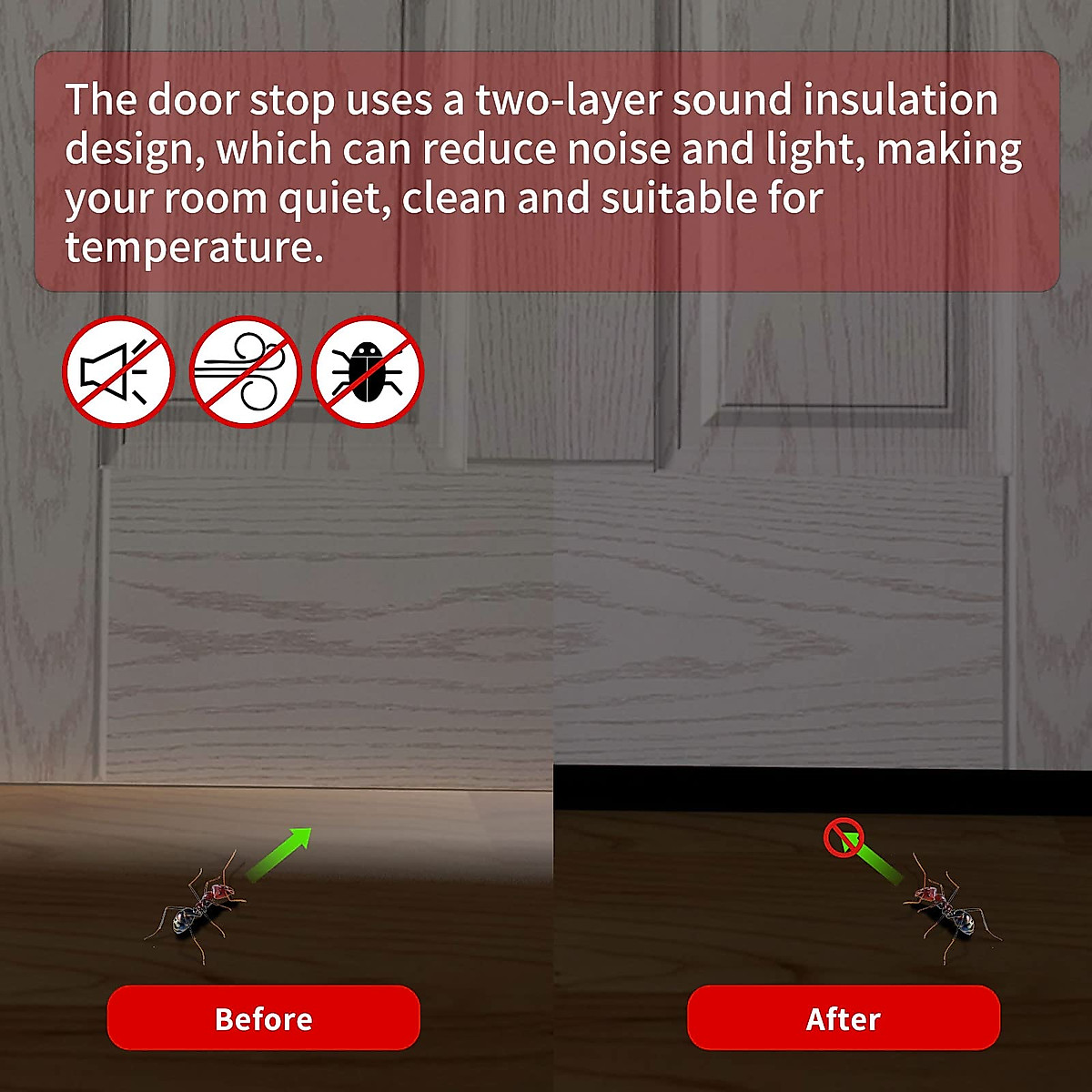 Door Draft Stopper, Cuttable Weather Stripping Door Seal, Strong Adhesive Door Sweep for Exterior and Interior Doors 39” Length(White)