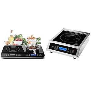 Duxtop LCD Portable Double Induction Cooktop 1800W Digital Electric Countertop Burner Sensor Touch Stove, 9620LS/BT-350DZ & Professional Portable Induction Cooktop, P961LS/BT-C35-D