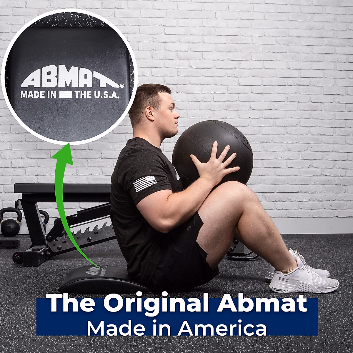 ABMAT Sit Up Mat- The Original Abdominal and Core Trainer Mat for Full Range of Motion Sit ups, Crunches and Ab Workouts Black Vinyl