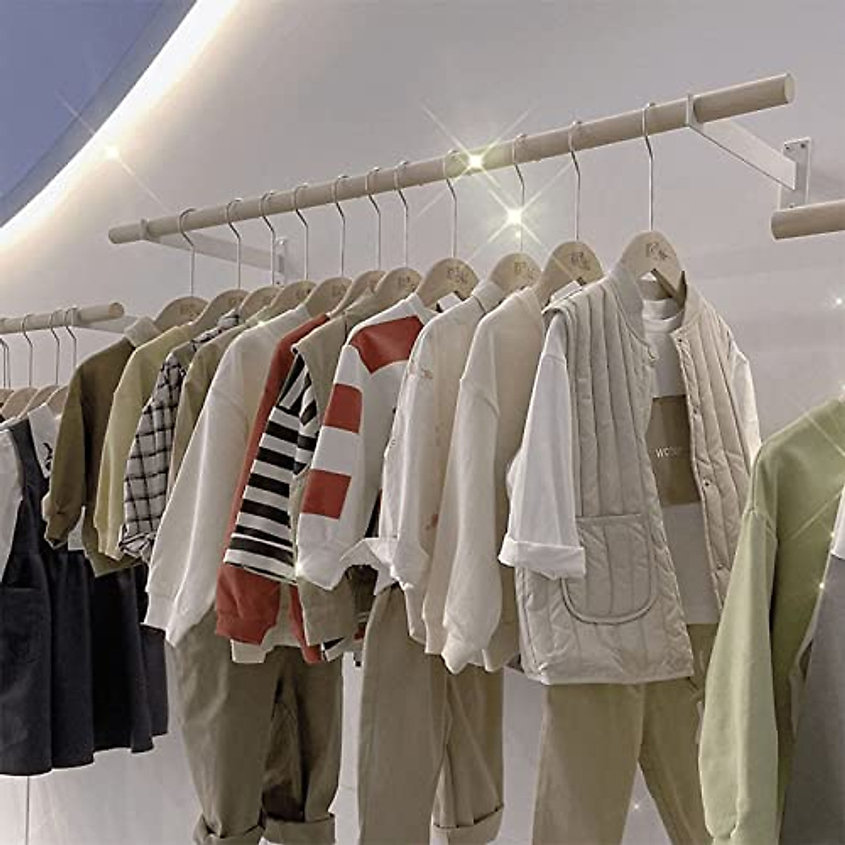 Industrial Pipe Clothing Rack Wall Mounted Real Wood Shelf,retail Store Garment Rack Display Rack Commercial Clothes Racks,pipe Shelving Floating Shelves Wall Shelf,space-saving Hanging Clothes Rack