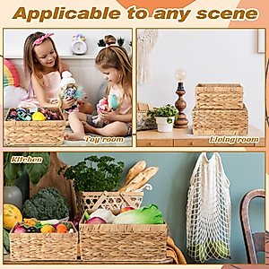 Layhit Set of 3 Wicker Storage Baskets, Water Hyacinth Wicker Storage Baskets Set, Wicker Storage Baskets for Storage, Water Hyacinth Storage Baskets for Shelves,3 Mixed Sizes