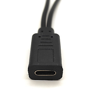 Traovien USB C Splitter Cable, USB Type C Female to Male and Micro USB Male Y Splitter Extension Charge Cable (0.3m/12inch 1Pcs)