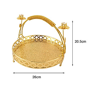 Gralara European Style Serving Tray Cupcake Dessert Party Display Dried Food Tray Organizer Metal Decorative Storage Fruit Bowl for Centerpiece, Aureate