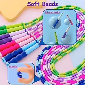 TYSISKNO 2 Pack Jump Rope for Kids Girls and Boys, Soft Beaded Jump Ropes, Adjustable Skipping Rope, Workout and Weight Loss,9.2Ft(Blue&Purple)