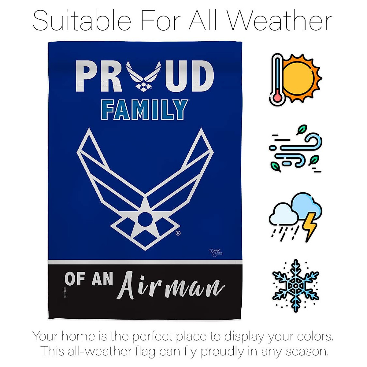 Proud Family Airman Garden Flag - Armed Forces Air Force USAF United State American Military Veteran Retire Official - House Decoration Banner Small Yard Gift Double-Sided Made In USA 13 X 18.5