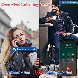 Winter Hats Wireless Beanie Hat with Headphones Smart Beanies Headset Warm Musical Headphone with Built-in Mic Handsfree for Skiing Skateboarding Jogging for Men Women Boys Girls Black