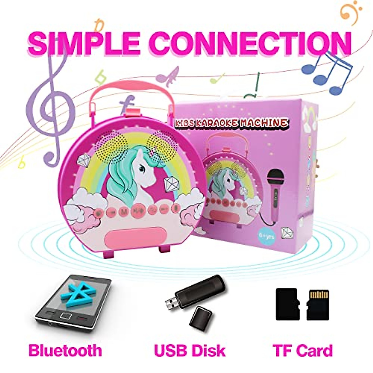 Kids Karaoke Machine for Girls Boys with 2 Microphones Toddler Singing Bluetooth Toys Children Karaoke Singing Machine Recording Voice Changing Speaker for Party Age 3-12