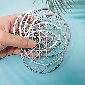 Honbay 6PCS Metal Flower Mason Jar Lid Insert Wide Mouth Mason Jar Flower Organizer Lids Insert with Square Grids for Flower Arranging for Valentine's Day Home Office