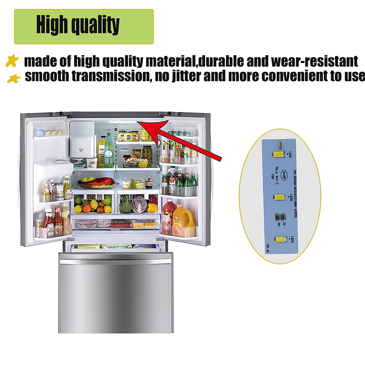 SW-BX02B Refrigerator LED Light Strip Bar fits for Electrolux Frigidaire Refrigerator LED Light Board,Replacement Refrigerator LED Light Module ZBE2350HCA SW-BX02B Repair Part (1pcs)